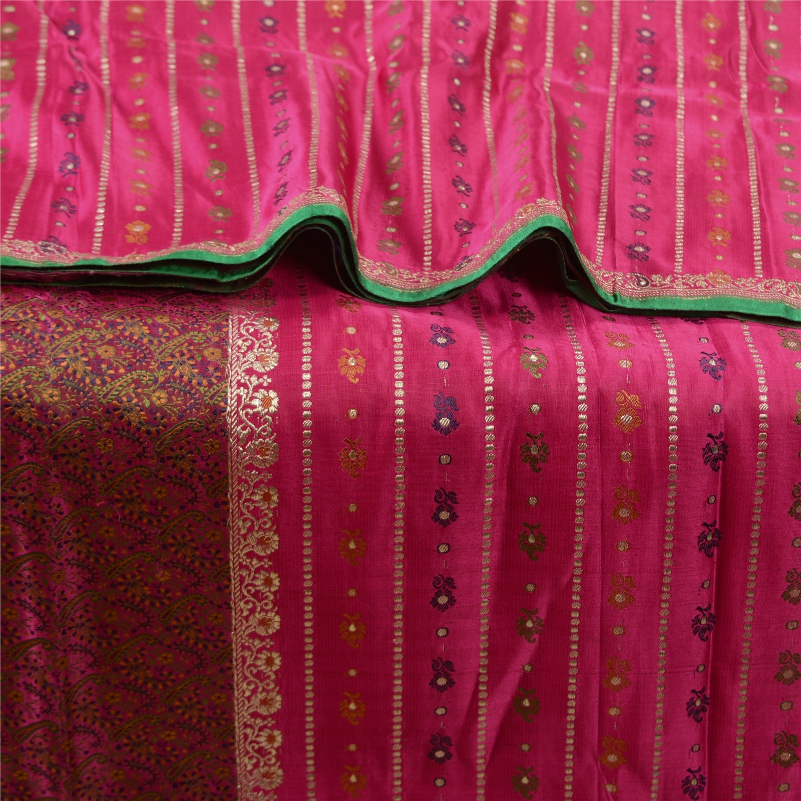 Sanskriti Vintage Pink Sarees Pure Satin Silk Woven Tanchoi Brocade Sa